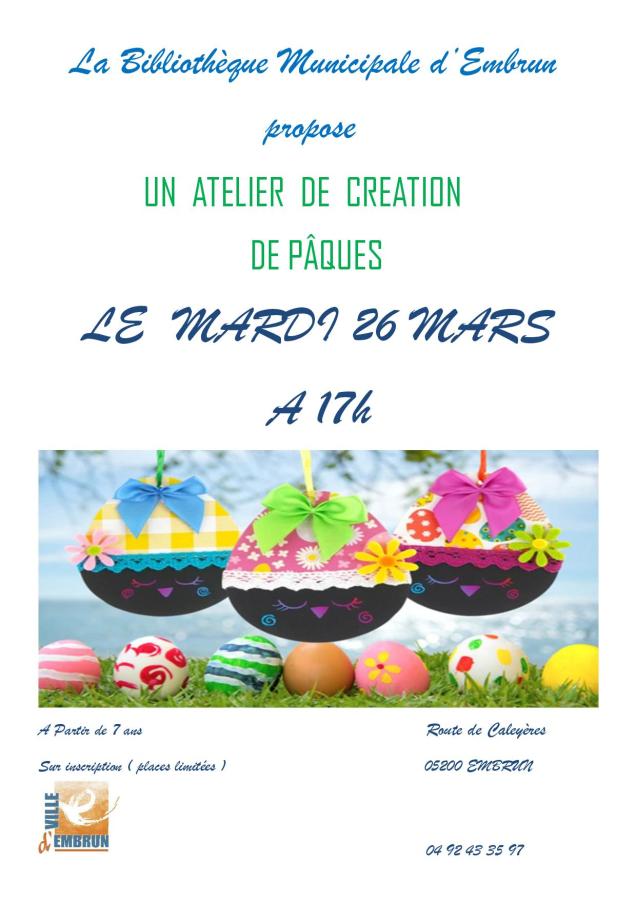 Atelier de création de Pâques à la Bibliothèque municipale